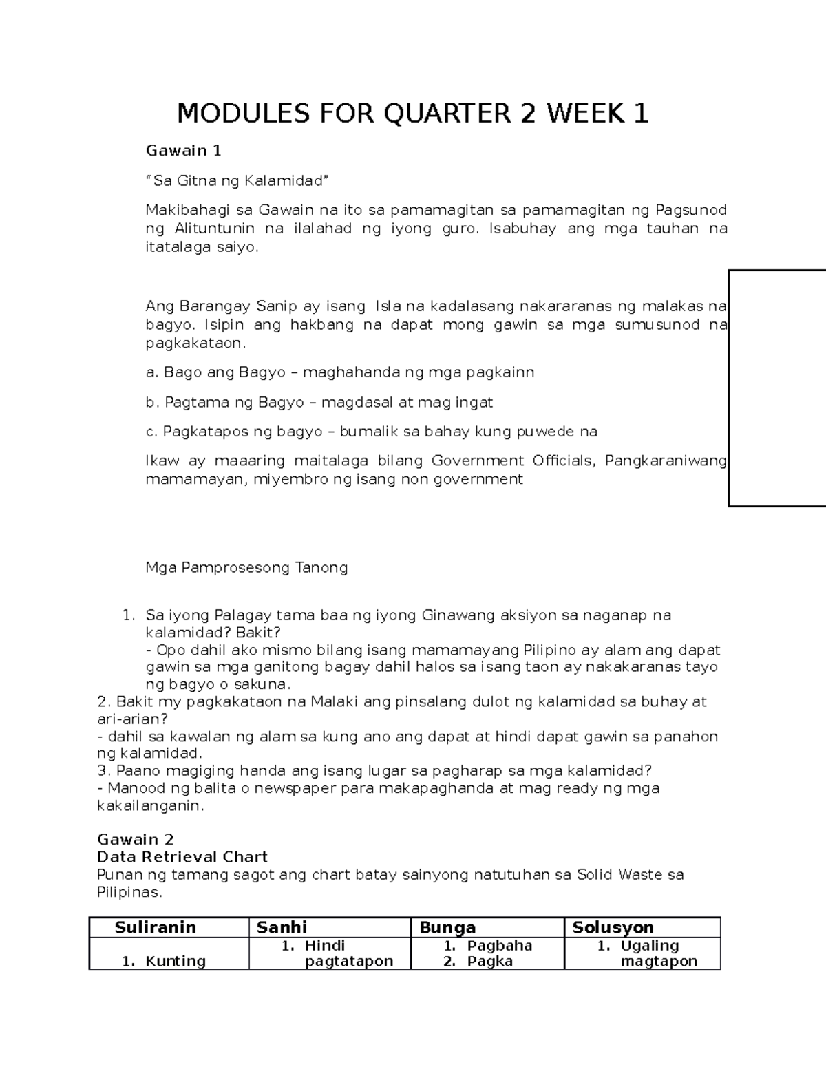 AP Modules FOR Quarter 2 - MODULES FOR QUARTER 2 WEEK 1 Gawain 1 “Sa ...