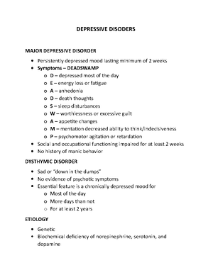 Depressive disorders Template ati - ACTIVE LEARNING TEMPLATES ...