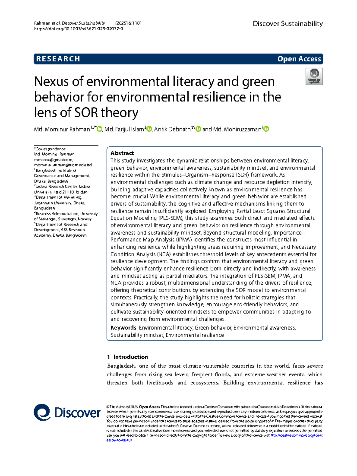 S43621 Environmental Literacy and Green Behavior for Resilience - Studocu