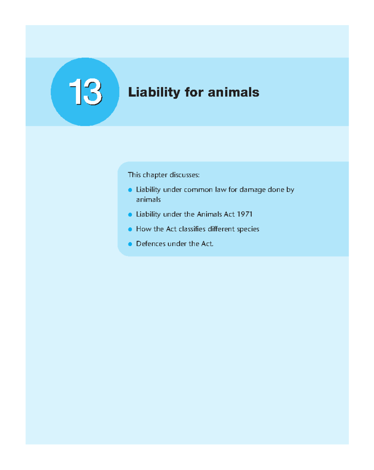 Liability for Animals: Common Law & Animals Act 1971 (M13_ELLI9338 ...