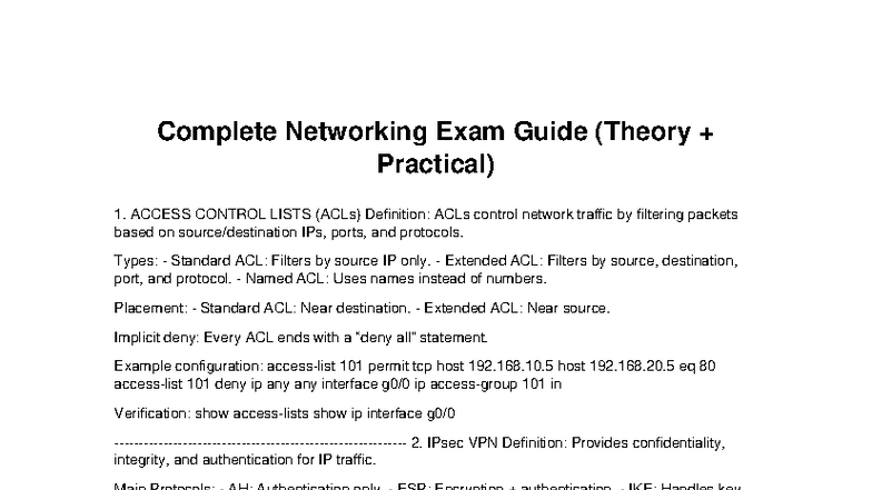 Networking Exam Complete Guide (Theory & Practical) - Studocu