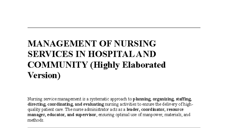NURSING MANAGEMENT BUDGETING NOTES (NURS 101) - Studocu
