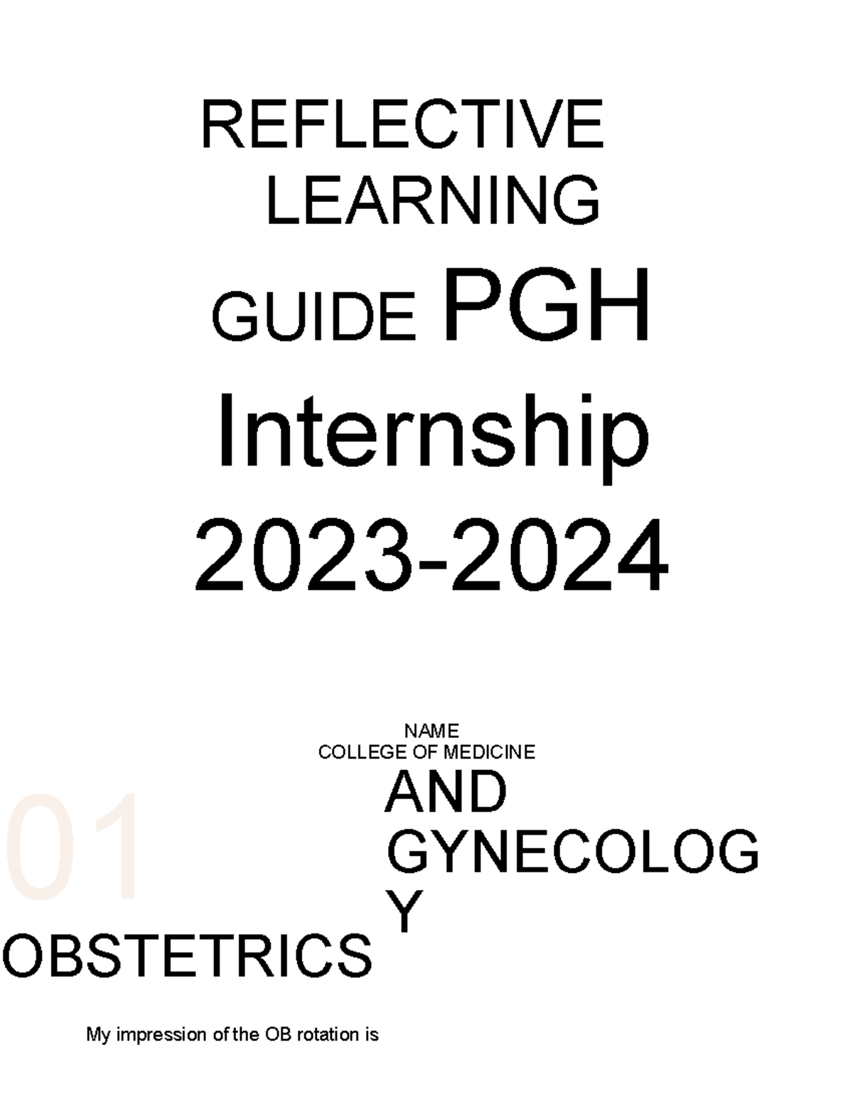 Reflective Learning Guide: PGH Internship Workbook - UPCM - Studocu