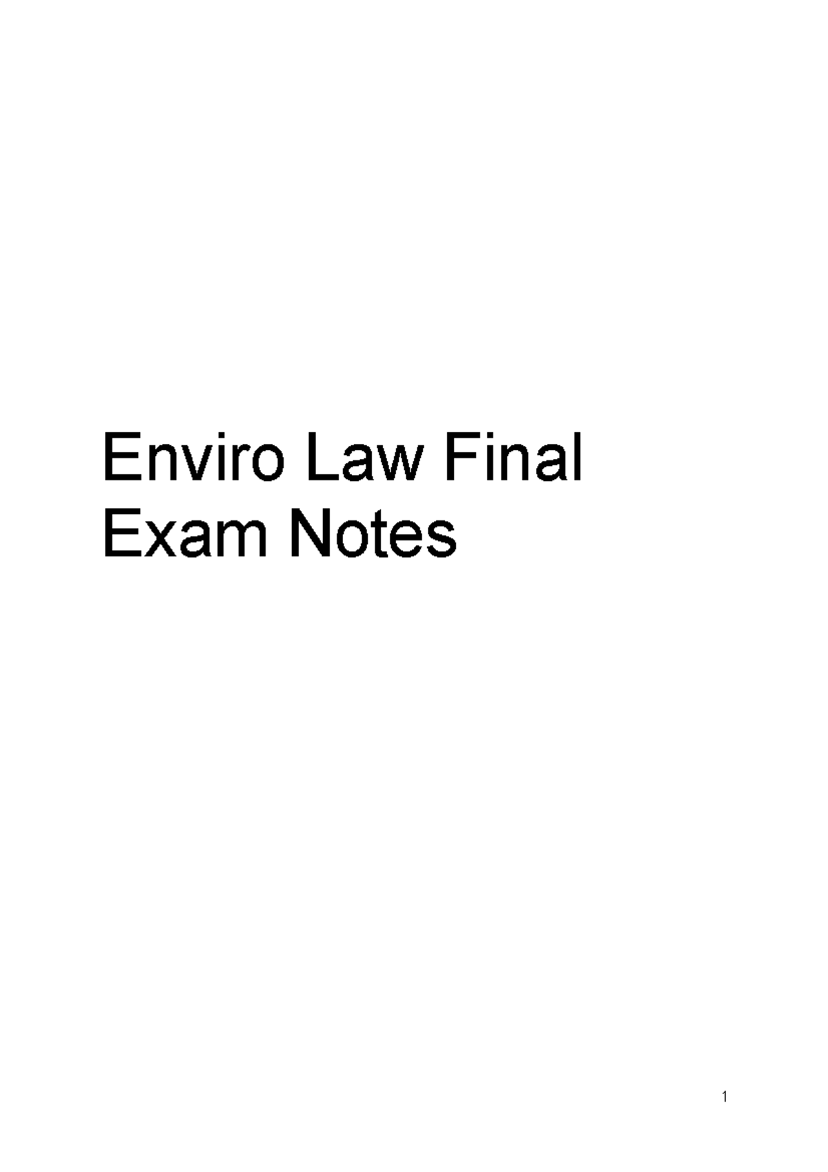 Environmental Law Final Exam Notes (ENV-101) - Studocu