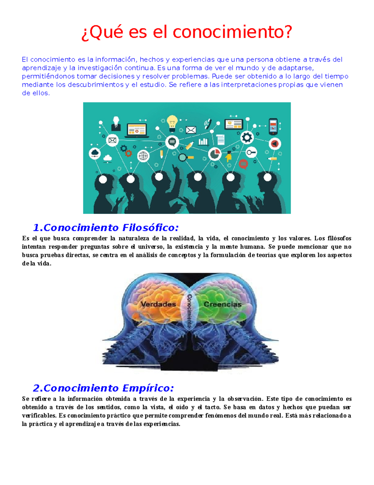 Qué es el conocimiento Tarea INV - ¿Qué es el conocimiento? El ...