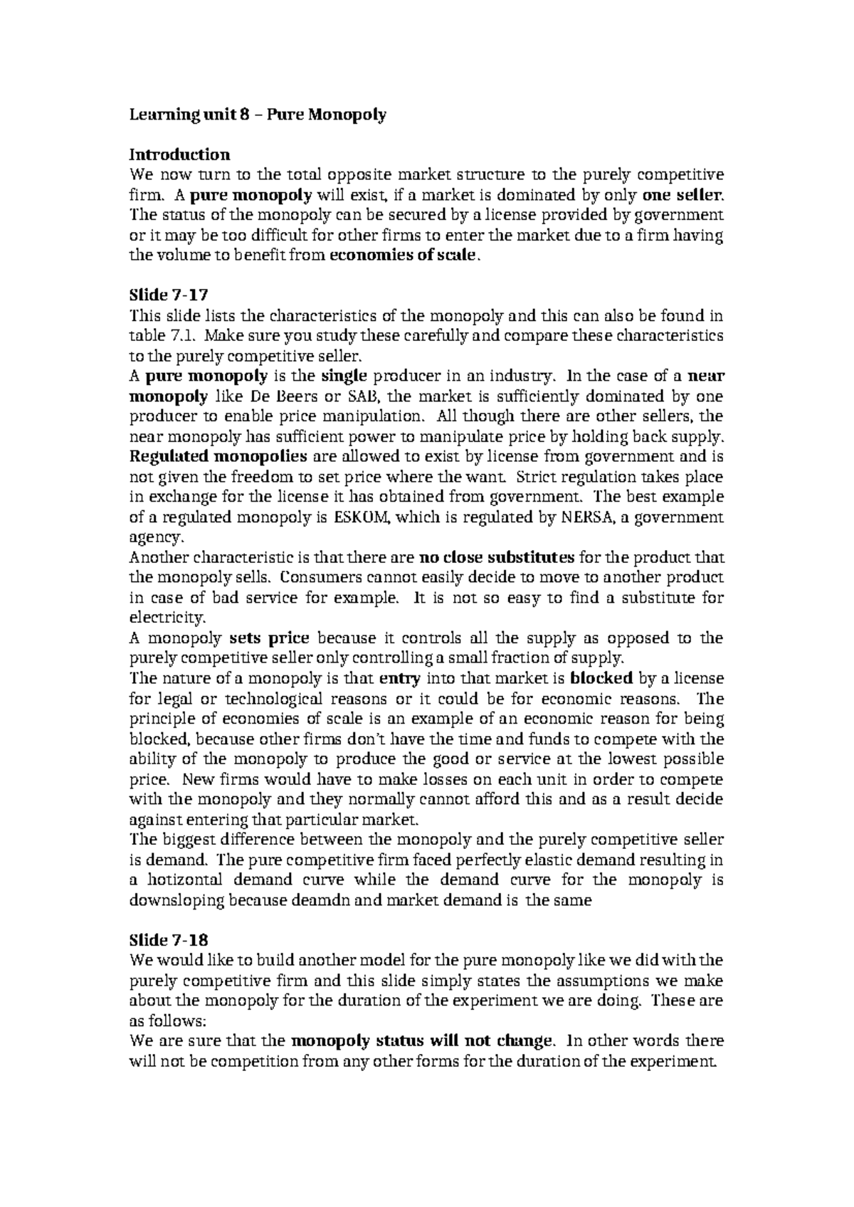 EKN11EB Notes: Understanding Pure Monopoly Concepts in Unit 8 - Studocu