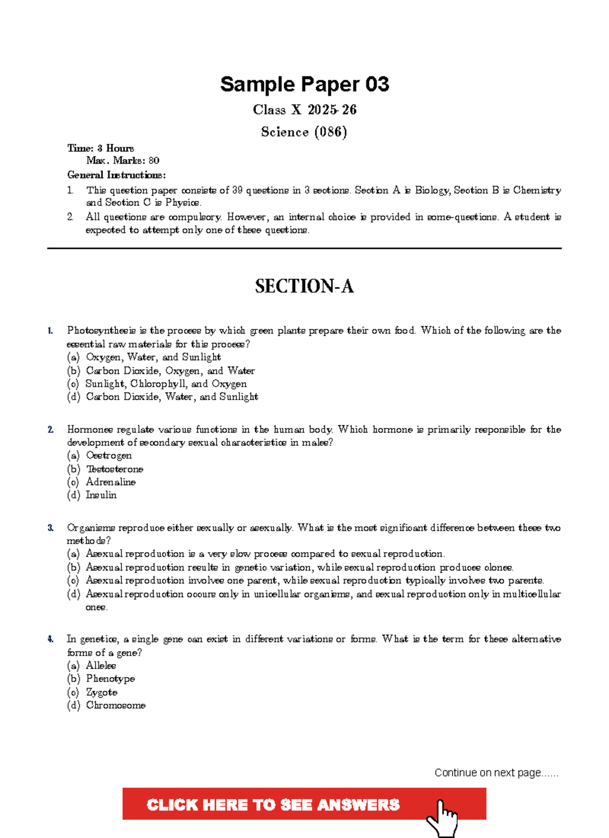 NODIA APP Sample Paper 03 - Class X Science (086) Comprehensive Review ...