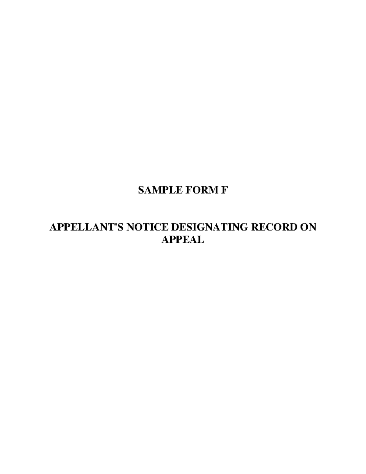 4DCA Appellant's Notice Designating Record on Appeal - Sample Form F ...