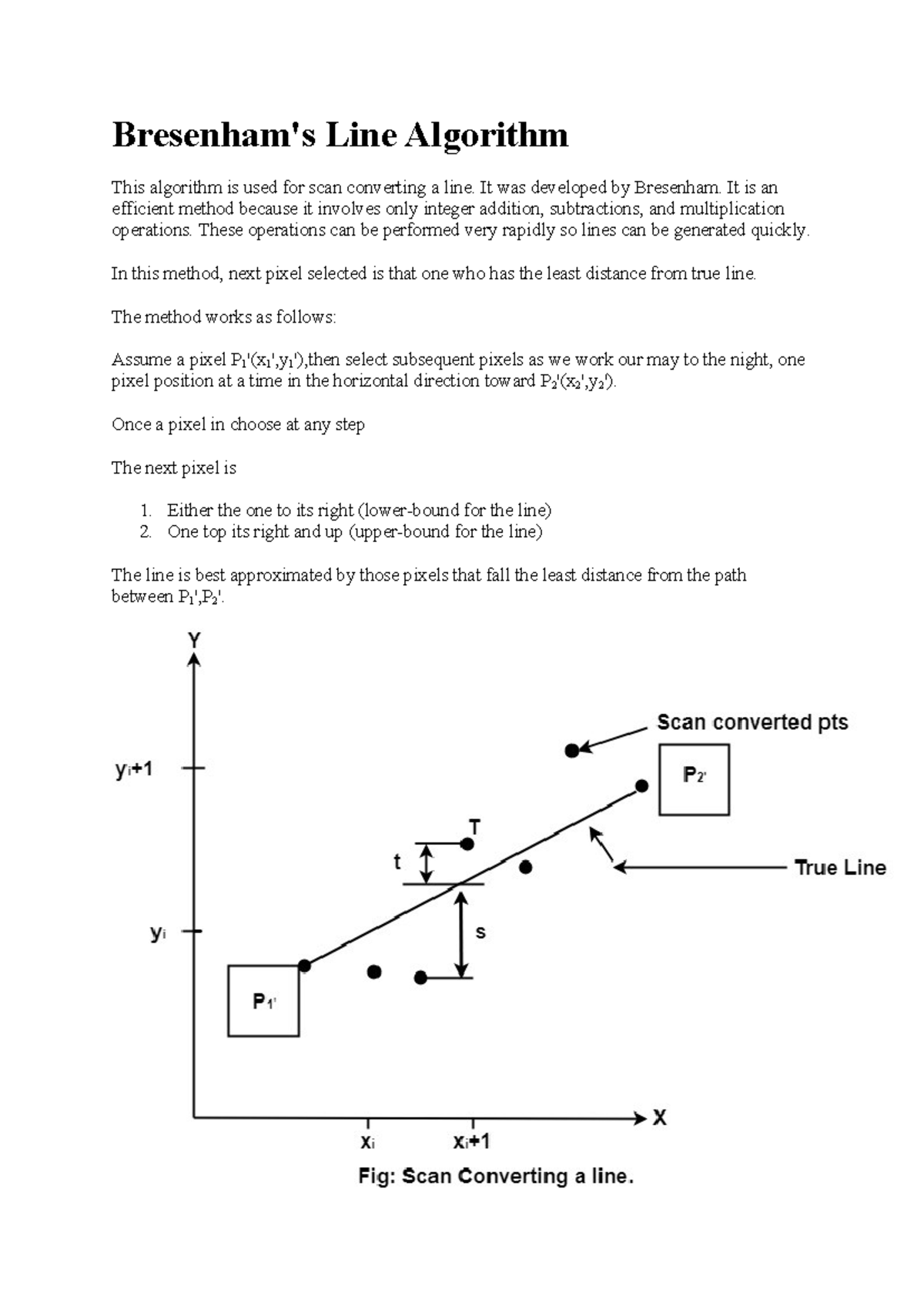 Bresenham's Line Algorithm: Efficient Line Drawing Method - Studocu