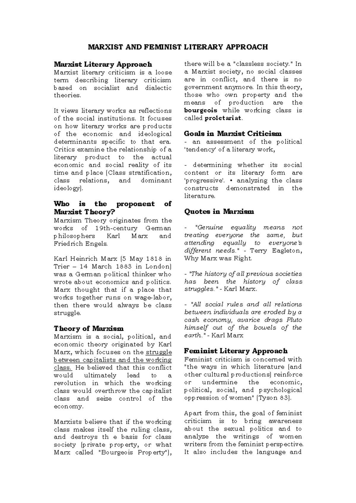 Marxist and Feminist Literary Approaches: A Comprehensive Overview ...
