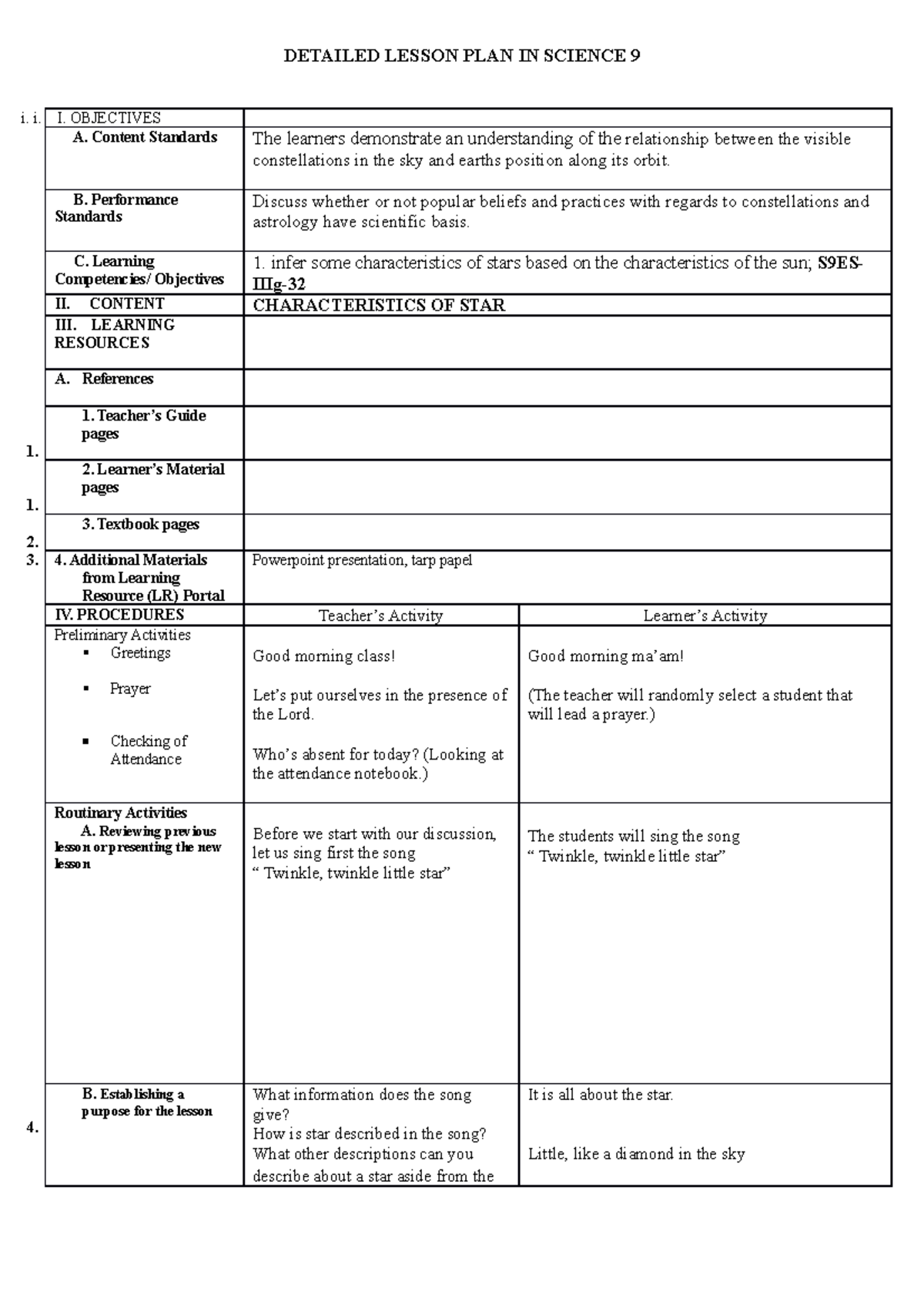 Detailed Lesson PLAN IN Science 8 - DETAILED LESSON PLAN IN SCIENCE 9 i ...