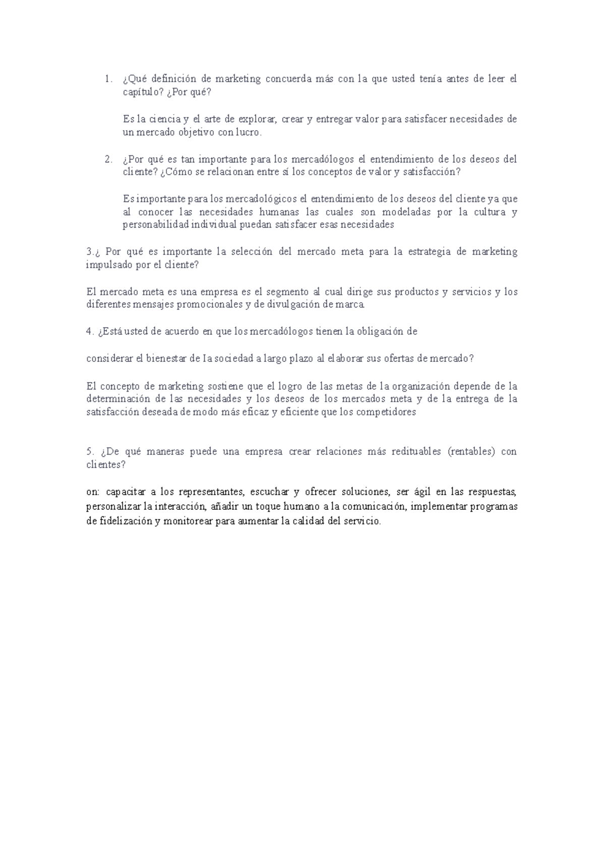 Compresion 2 - tarea - ¿Qué definición de marketing concuerda más con ...