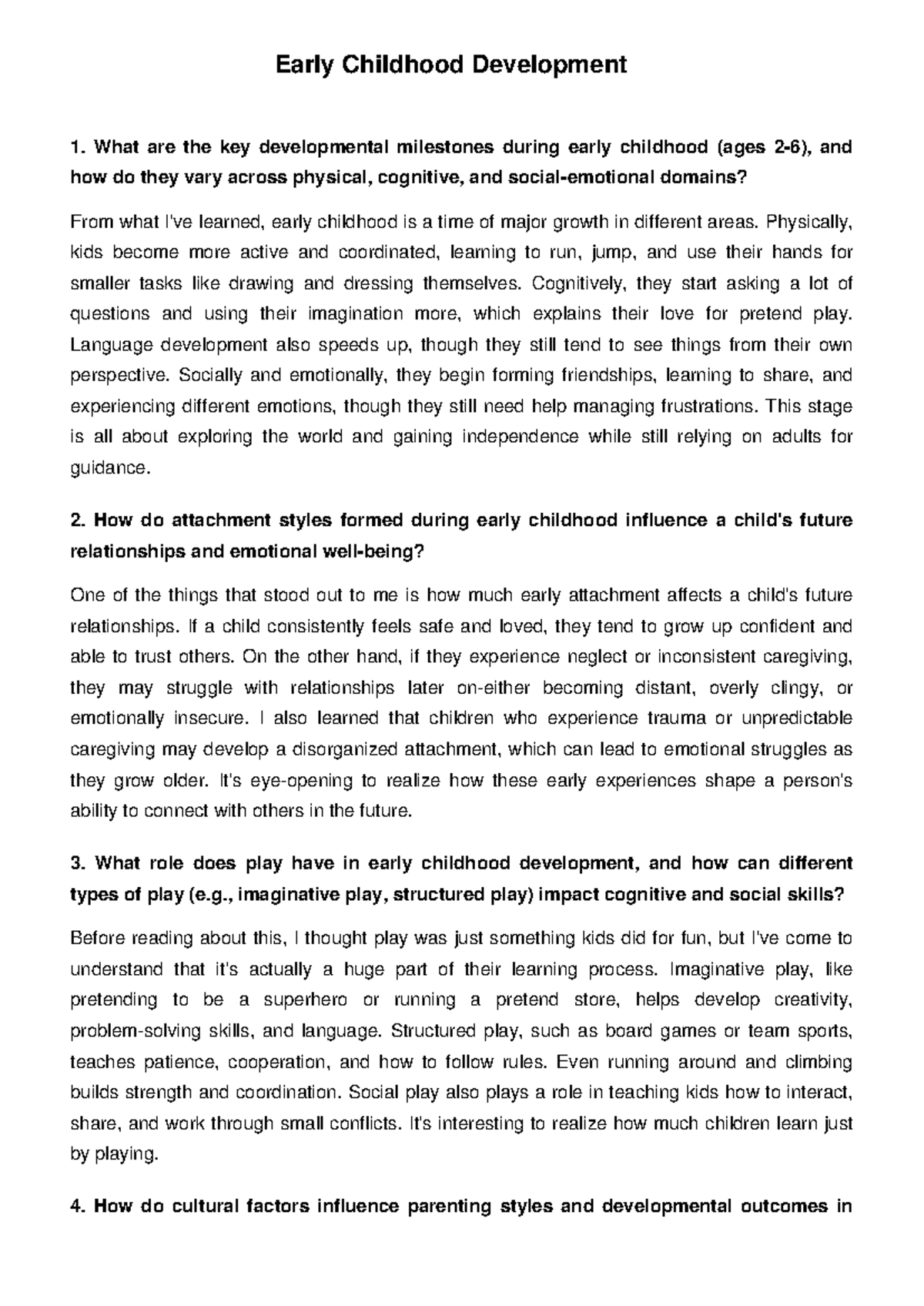 ECDE 101: Key Insights on Early Childhood Development (Ages 2-6) - Studocu