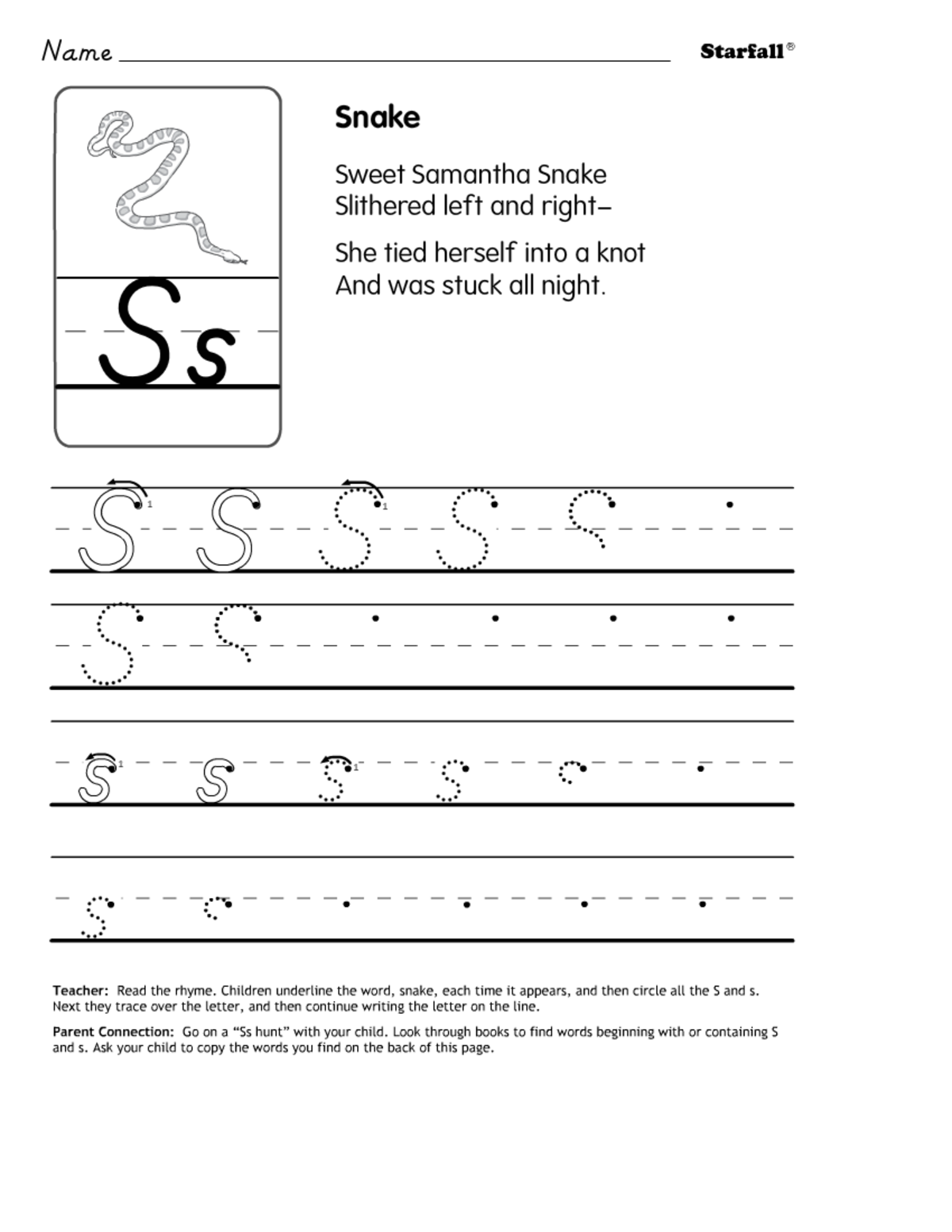 ABC Rhymes: Snake Activities for Letter S and S - Studocu