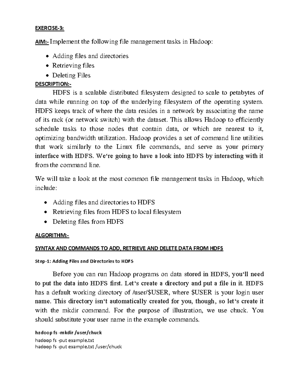Exercise 03 - Lab Excercise - EXERCISE-3: AIM:- Implement the following ...