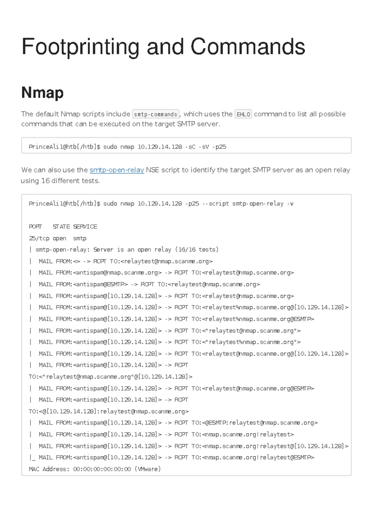 Enumerating SMTP Servers: Footprinting & Nmap Commands - Studocu