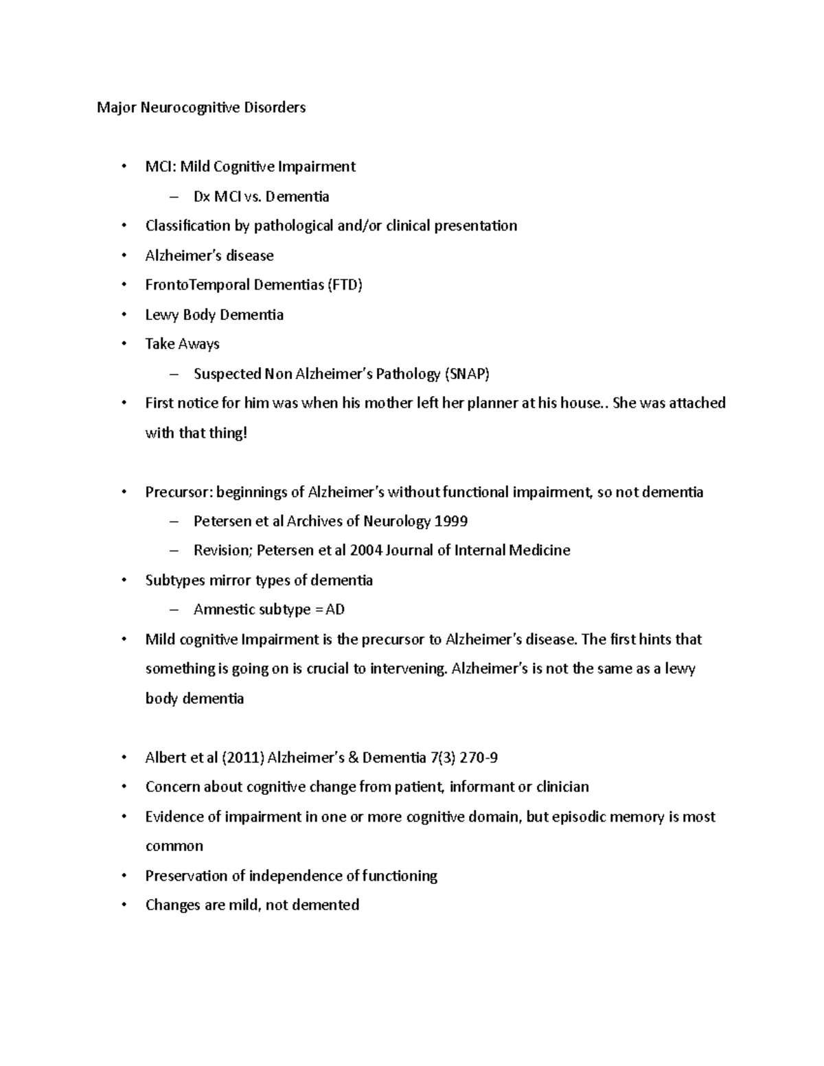 Bio101 Major Neurocognitive Disorders - Major Neurocognitive Disorders ...