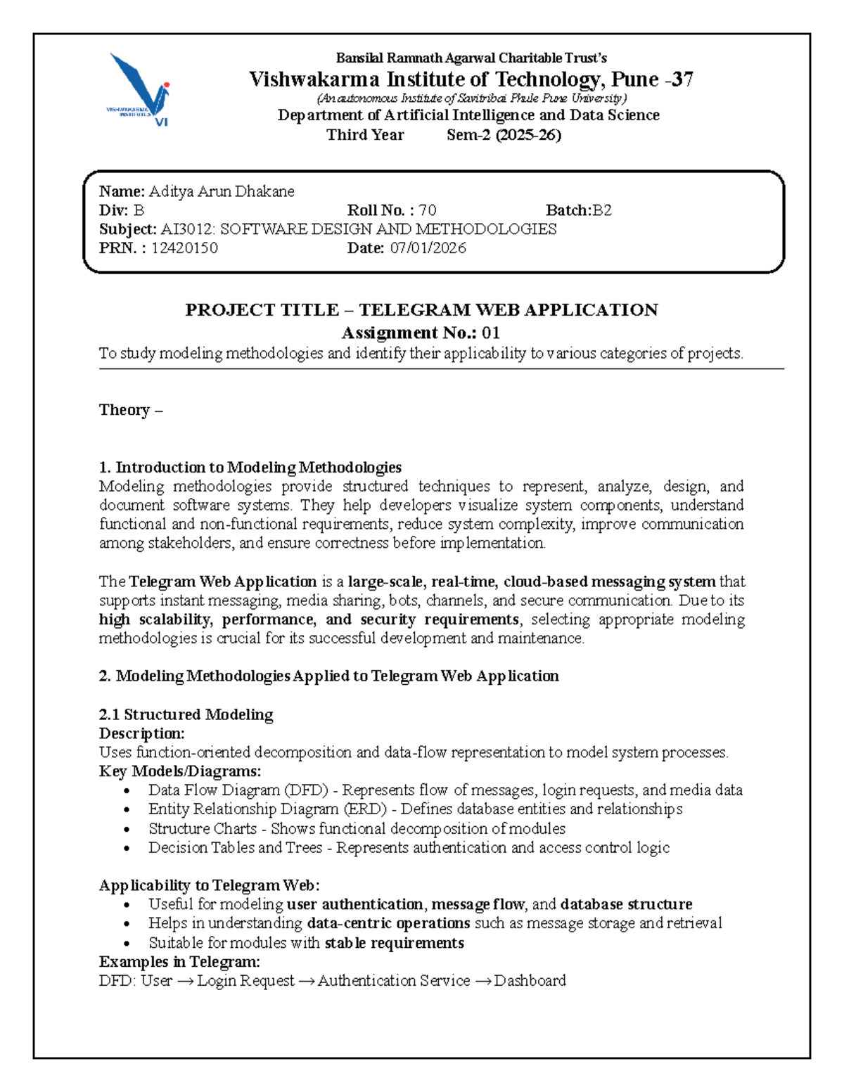 AI3012: Software Design and Methodologies - Telegram Web App Project ...