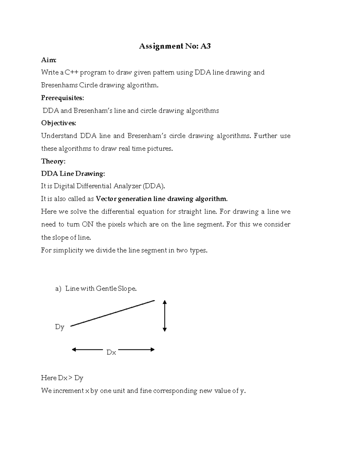 CG A3 - C++ DDA Line & Bresenham's Circle Drawing Algorithms - Studocu
