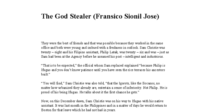The God Stealer: A Study of Friendship and Cultural Identity in Ifugao ...