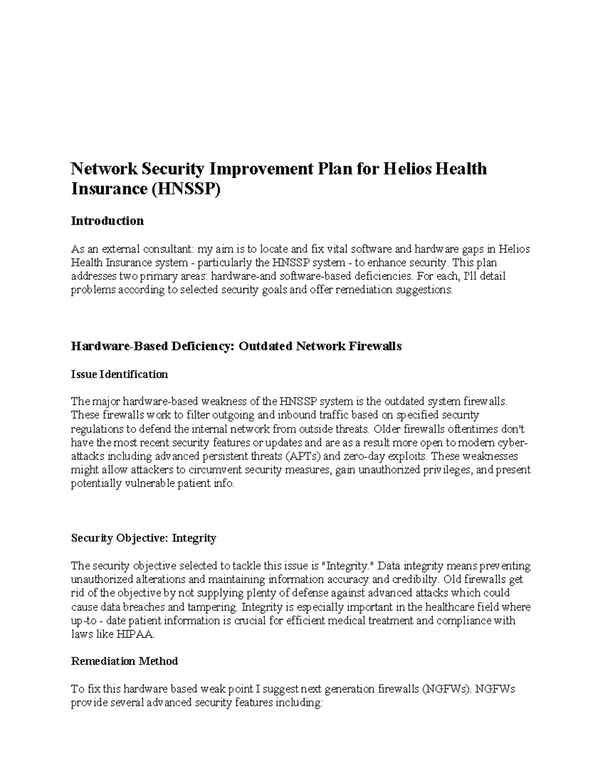 7-2 Project Three Submission- Network System Security Plan Recommendation - Network Security ...