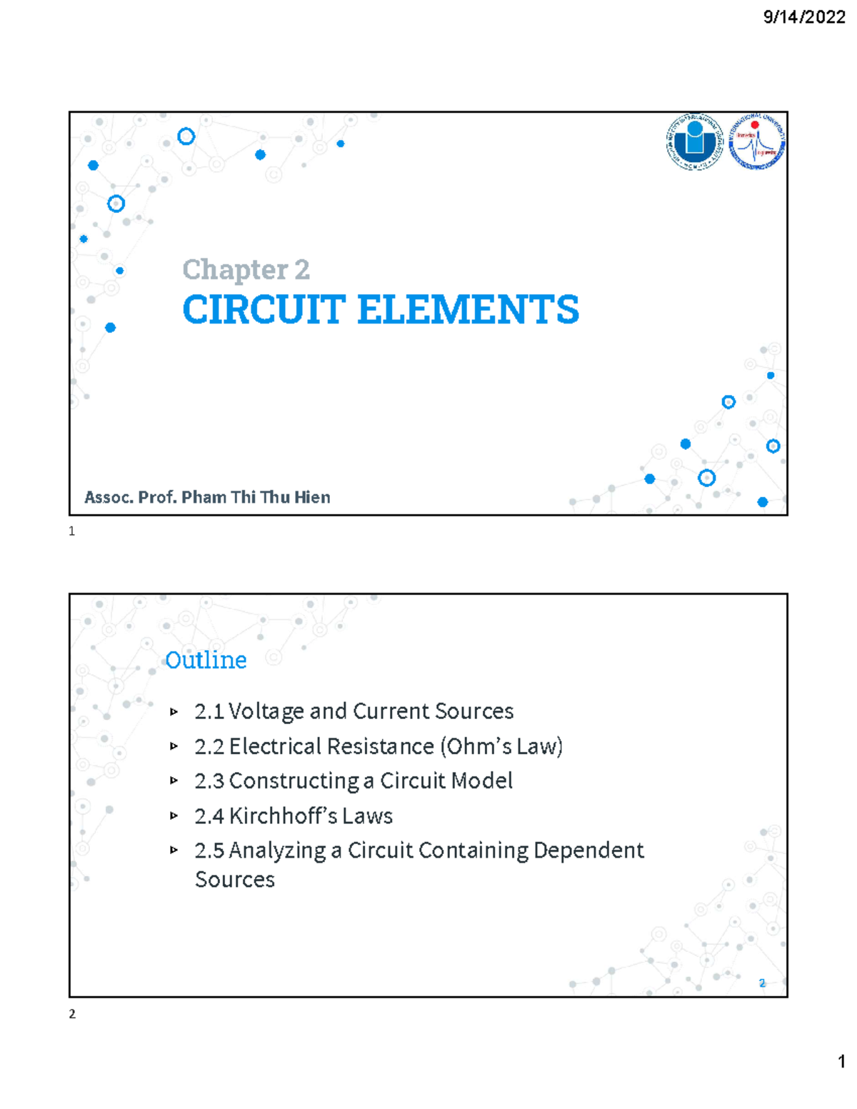 Principles of EE1 Chapter 2 Circuit elements - Chapter 2 CIRCUIT ...