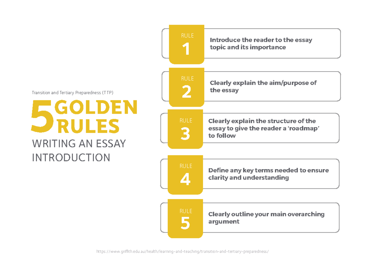 Writing an Essay Intro 5 Golden Rules - Introduce the reader to the ...