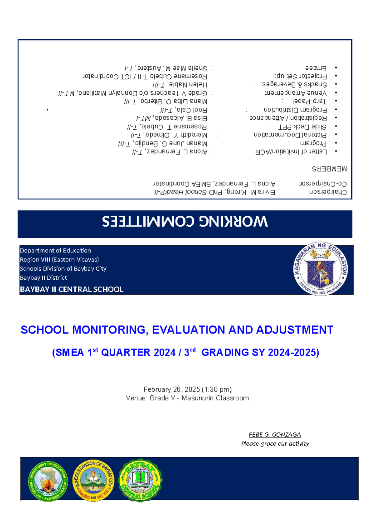 SMEA 1st Quarter 2024 Program - February 26, 2025 - Studocu