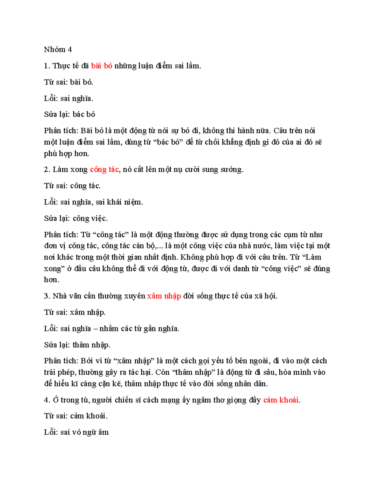 TVTH - BT - Phân Tích Lỗi Ngữ Nghĩa và Sửa Chữa Từ Sai - Studocu