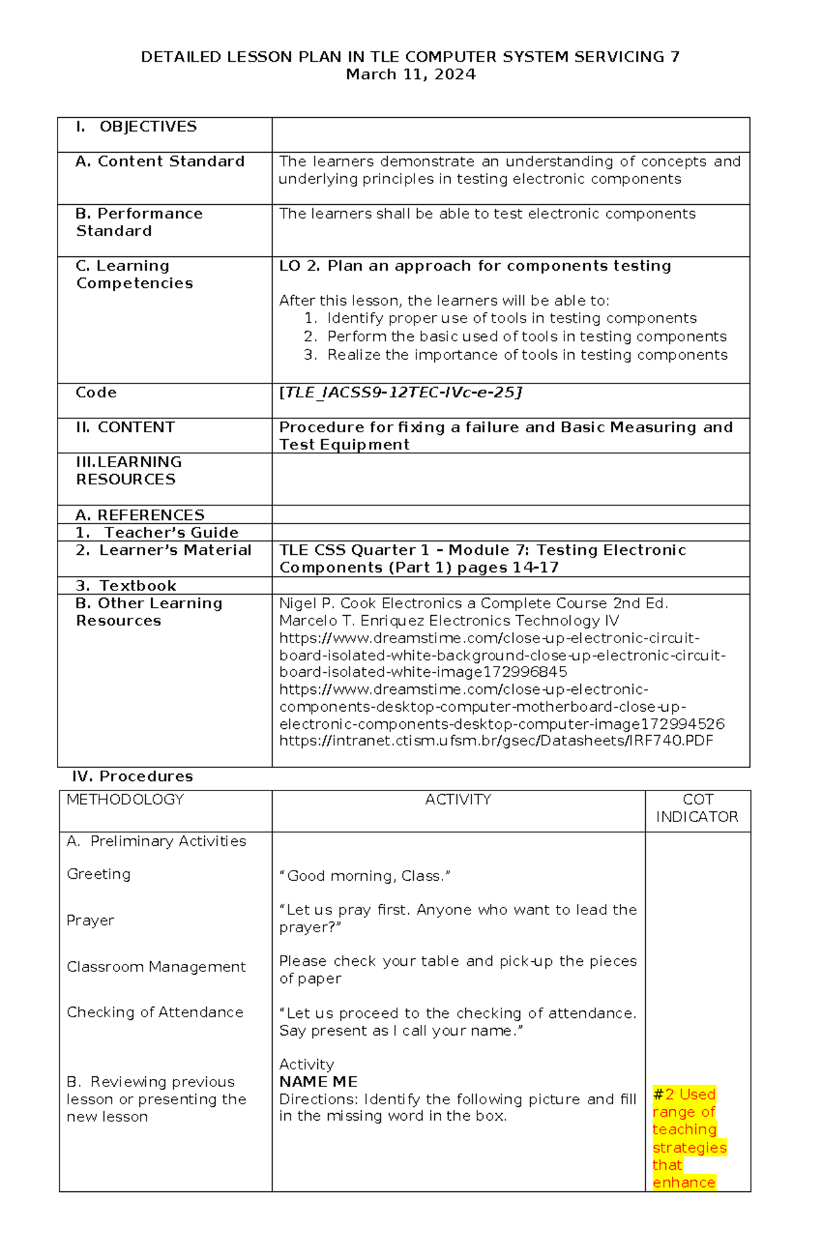 Css 7 - LP to CSS - DETAILED LESSON PLAN IN TLE COMPUTER SYSTEM ...
