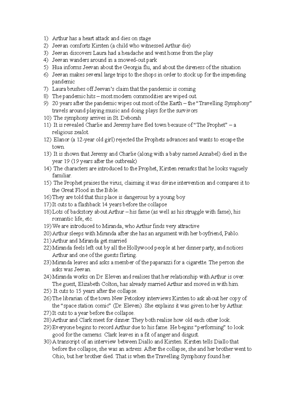 Station 11 Summary: Key Events and Character Insights - Studocu