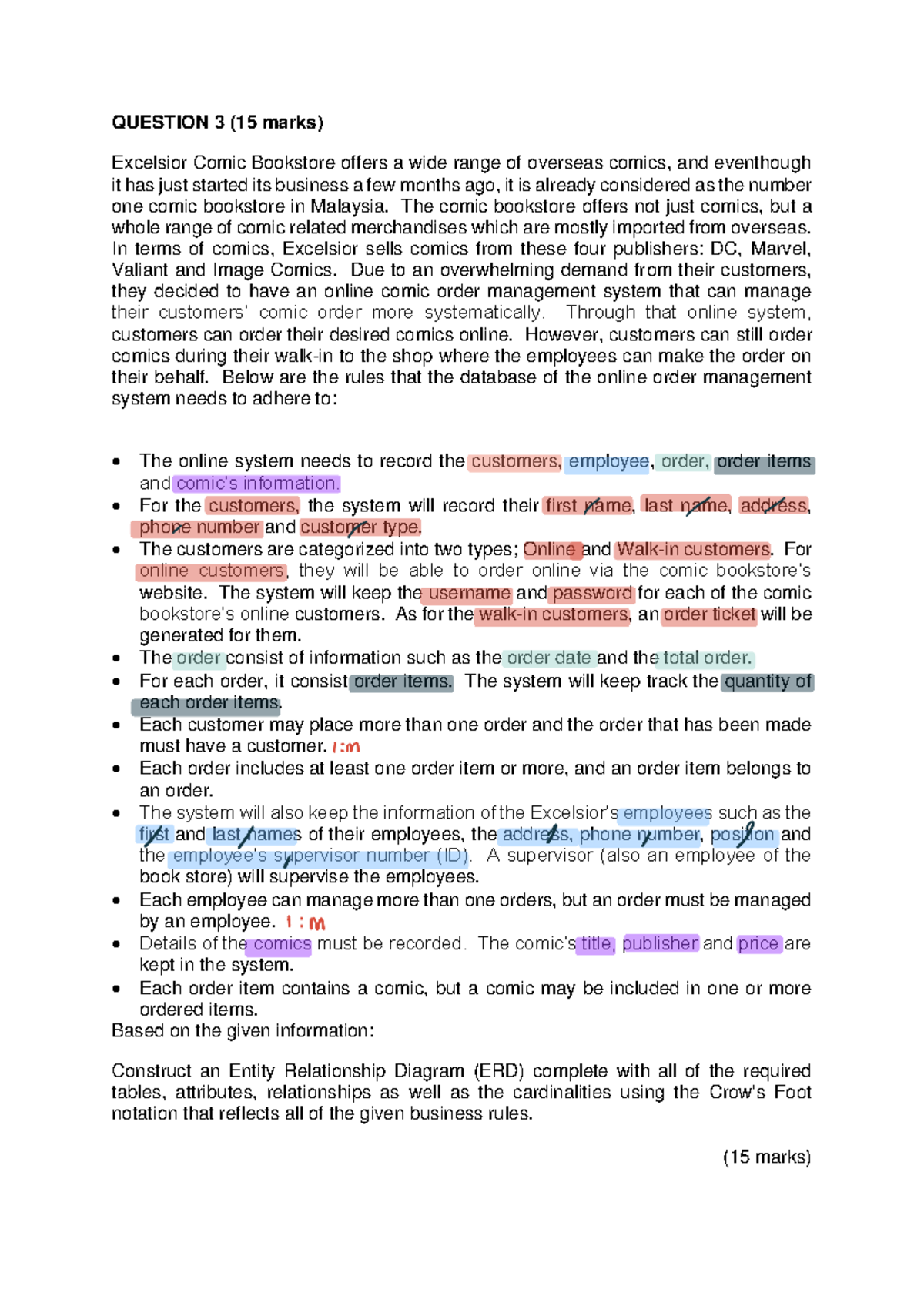 ICT501 ERD Exercise - Comic Bookstore Order Management System - Studocu