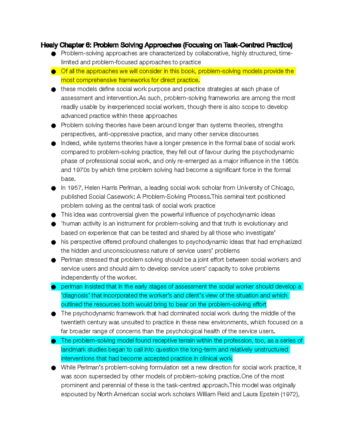 SWP Lecture Notes W3: Task-Centred Problem Solving in Social Work - Studocu