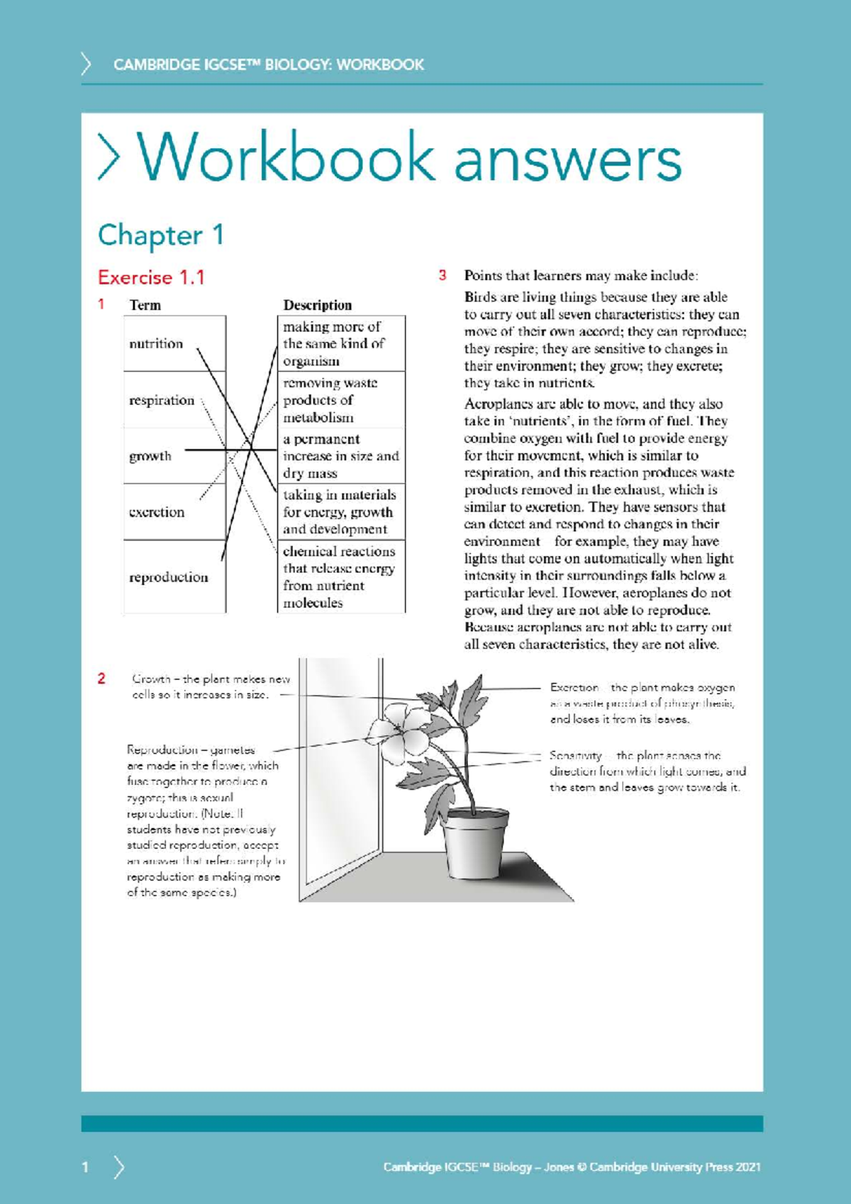 CAMBRIDGE BIOLOGY: WORKBOOK Answers for Chapter 1 to Chapter 10 - Studocu
