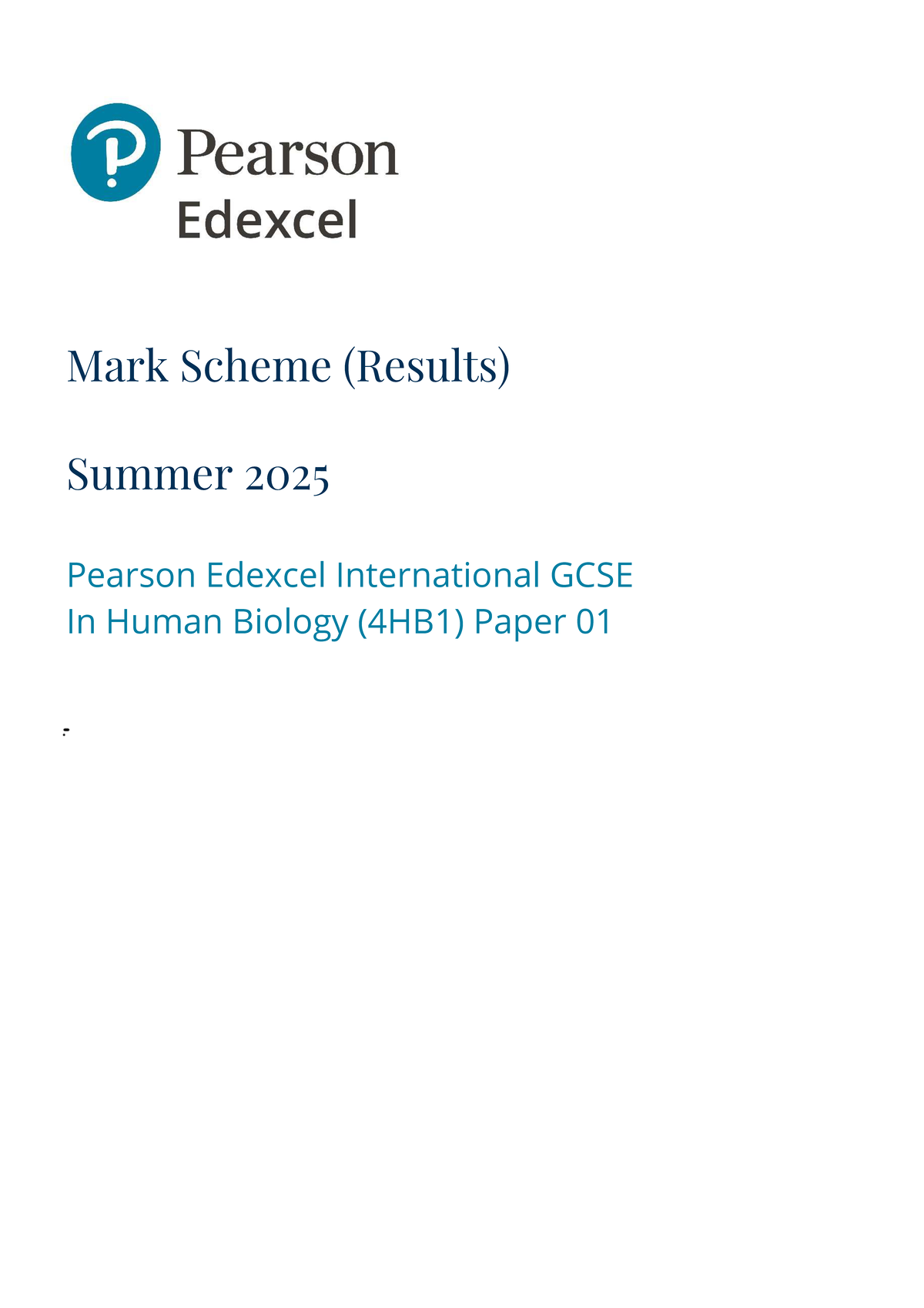 Mark Scheme for Summer 2025 Pearson Edexcel International GCSE Human ...