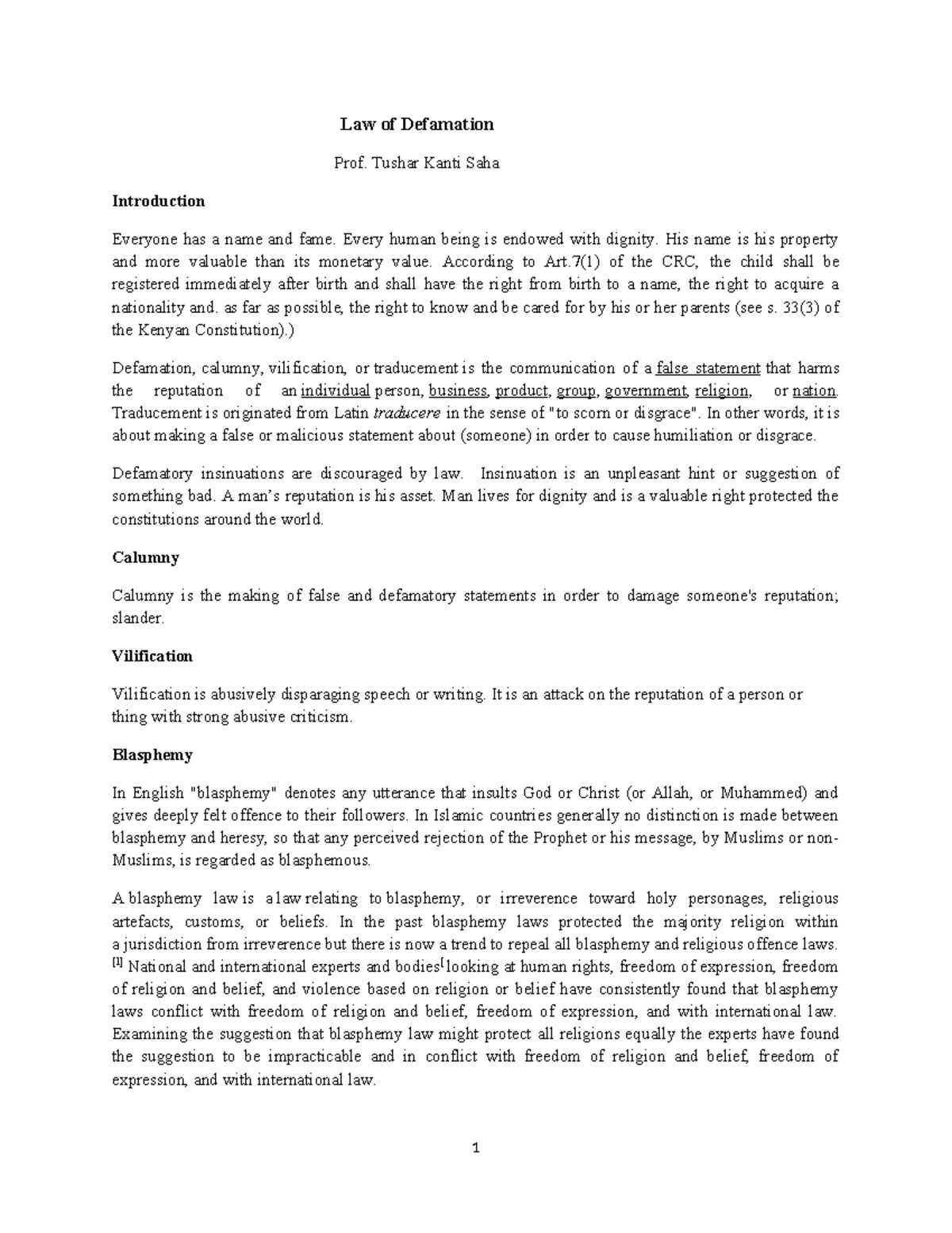 Lesson 7: Understanding the Law of Defamation - Studocu