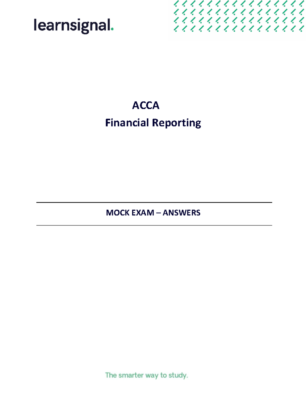 ACCA FR Mock Exam Solutions: Detailed Answers & Analysis - Studocu