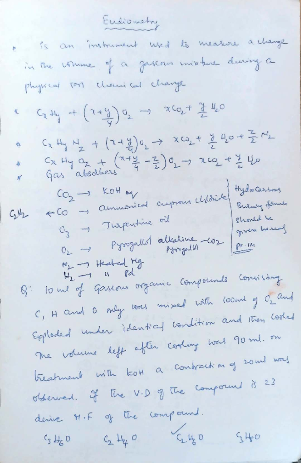 Chemical Analysis of Gaseous Mixtures: CxHy and O2 Reactions - Studocu