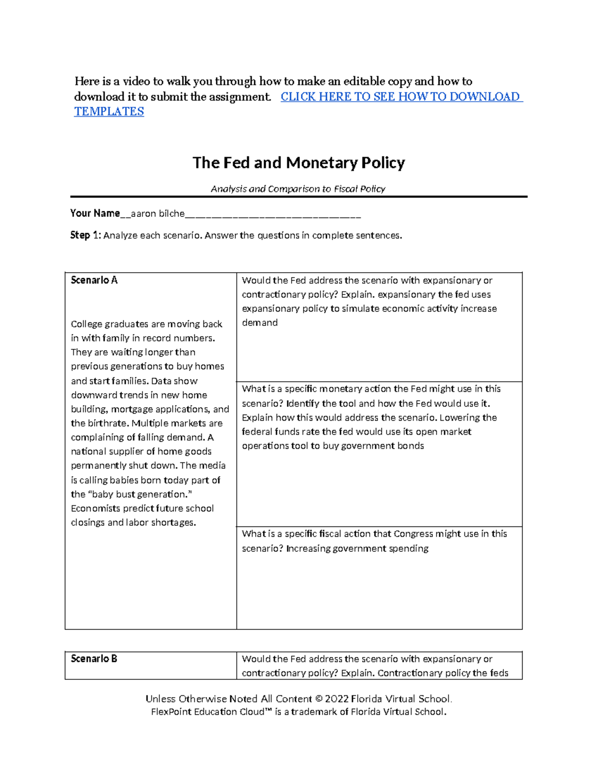 3.05 Fed and Monetary Policy Analysis: Editable Assignment Guide - Studocu