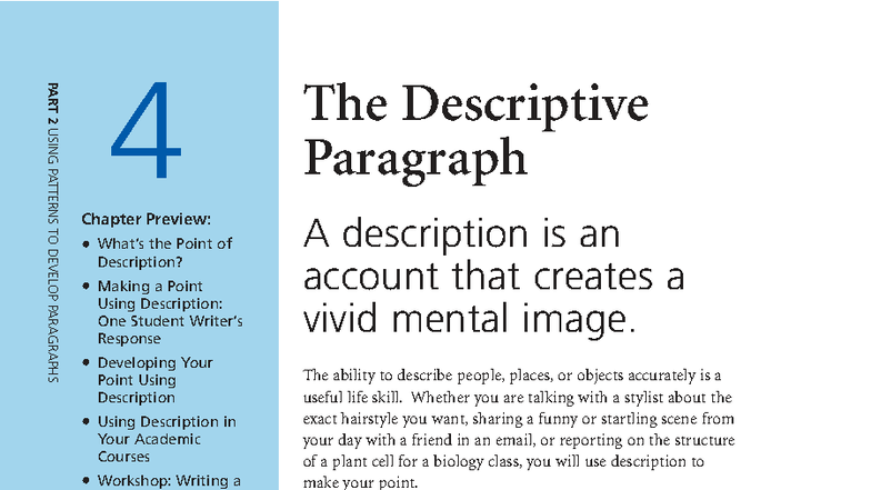 Descriptive Writing Tasks: Chapter 4 Overview and Exercises - Studocu