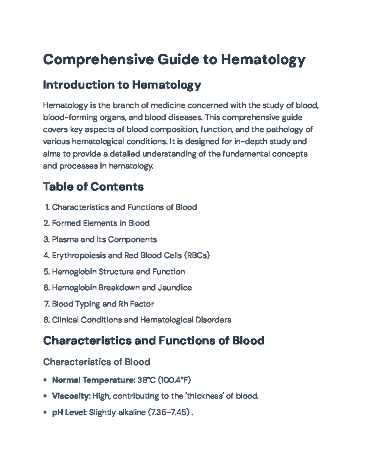 Comprehensive Guide to Hematology: Functions, Disorders, and Key ...