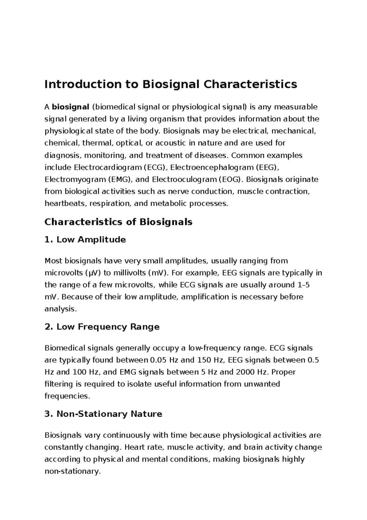 BIO Signal CHRA - Characteristics and Classification of Biosignals ...
