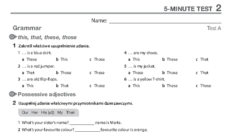 Link L4 U2 5-Min Grammar Test: This, That, These, Those - Studocu