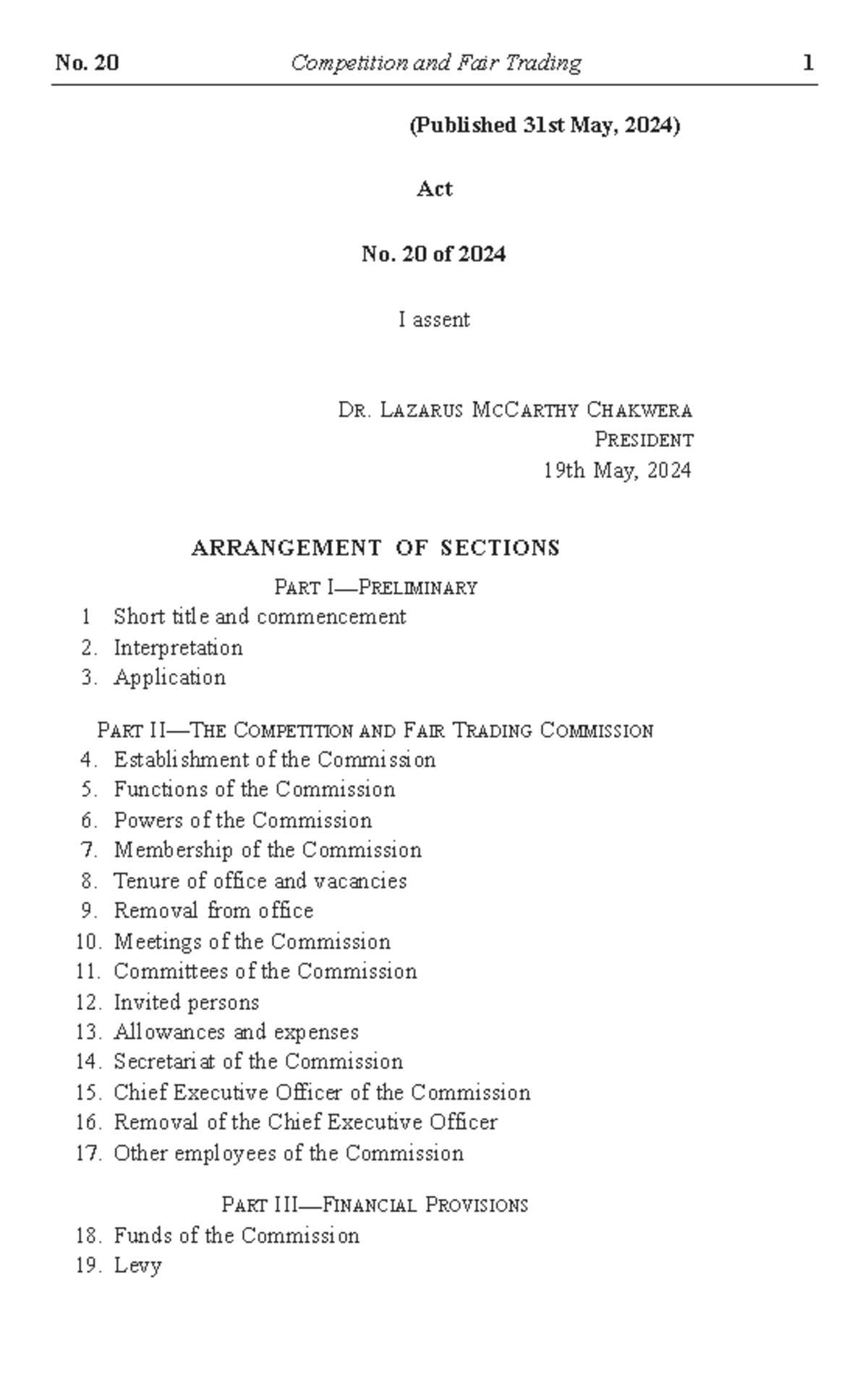 Competition and Fair Trading Act Overview - No. 20 of 2024 - Studocu