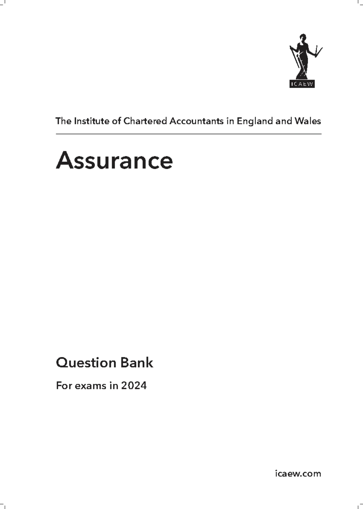 Assurance Question Bank 2024 | ICAEW Exam Preparation Guide - Studocu