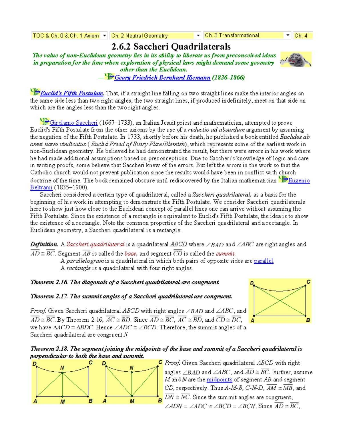 6Saccher - saccheri quadrilaterals - 2.6 Saccheri Quadrilaterals The ...
