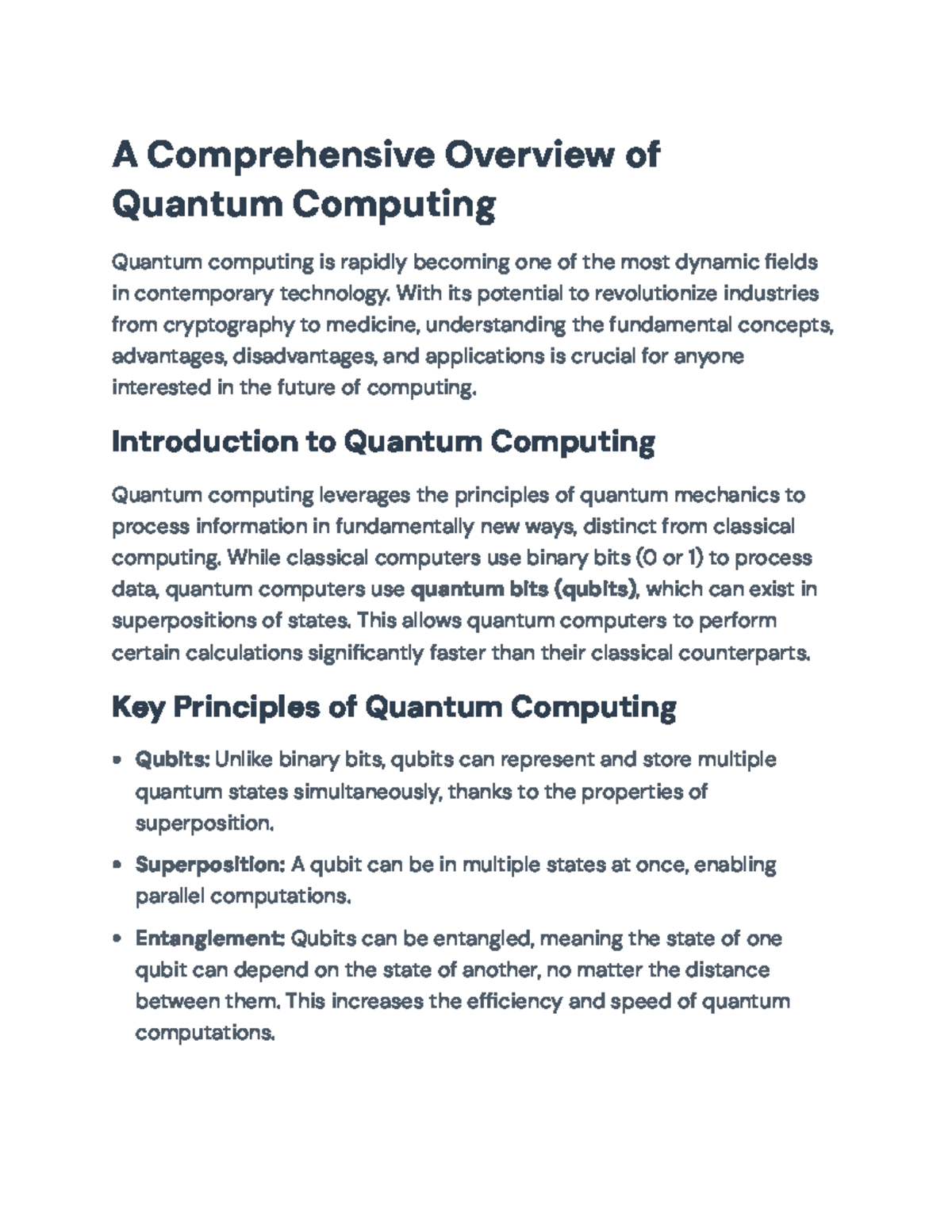 Quantum Computing: Principles, Challenges, and Applications Overview - A Comprehensive Overview ...