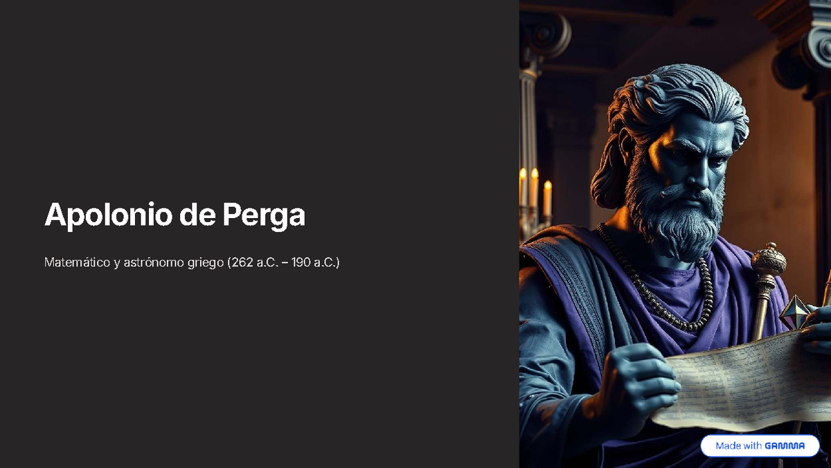 Resumen sobre Apolonio de Perga: Matemáticas y Astronomía - Studocu