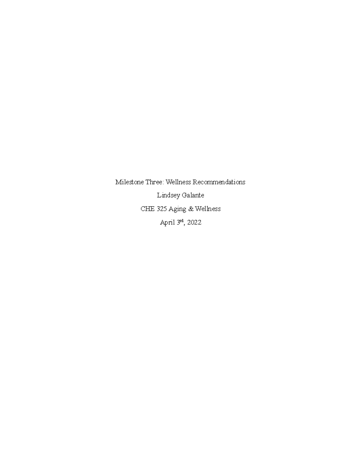 CHE 325 Milestone Three: Diabetes Wellness Recommendations for Paula ...