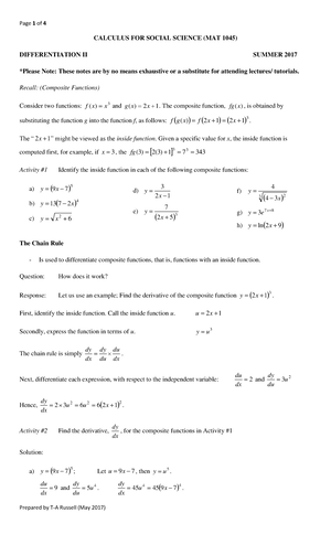 Calculus 1 Sample Test 2 - University of Technology, Jamaica - Studocu